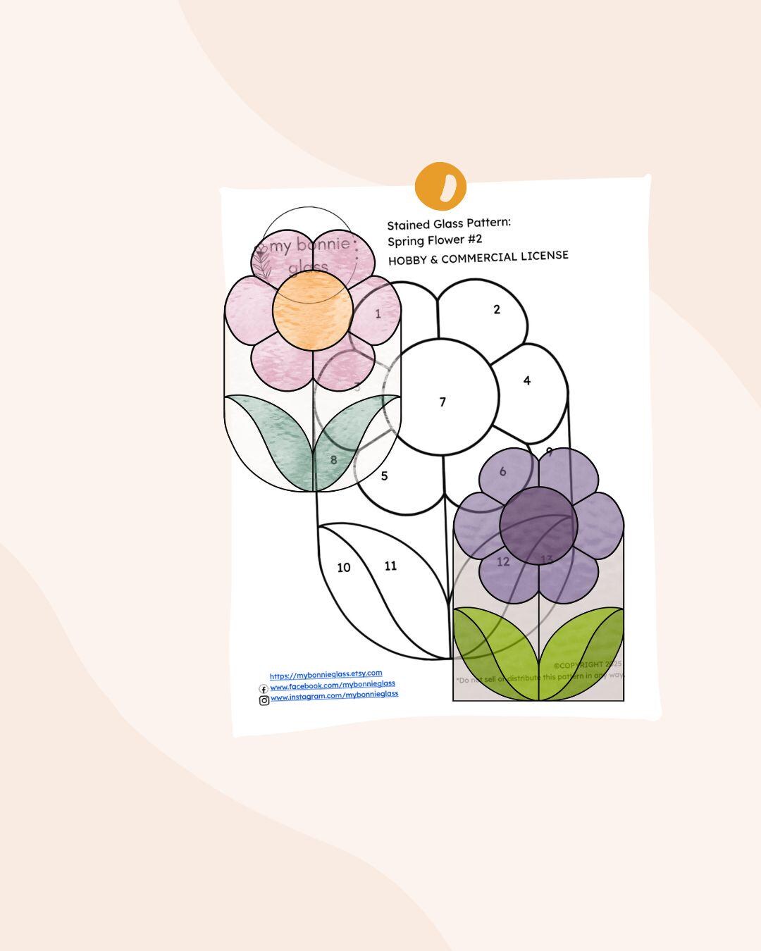 Spring Flower #2 Stained Glass Pattern - Etsy
