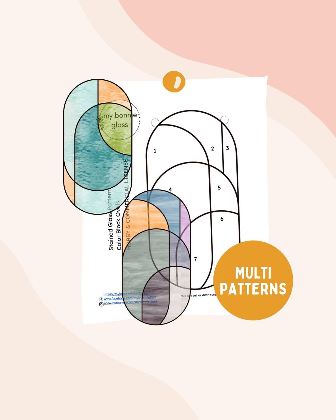 Color Pack Oval Stained Glass Pattern Pack - Etsy
