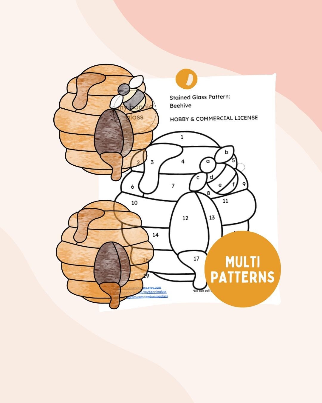 Beehive Stained Glass Pattern Pack - Etsy