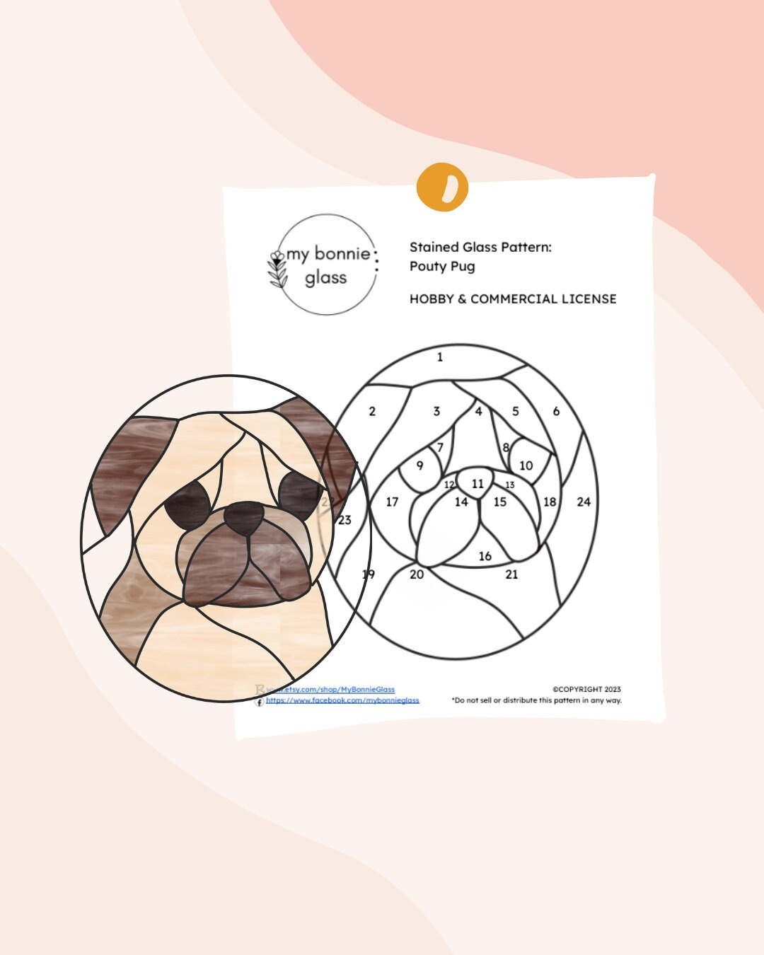 Pouty Pug Stained Glass Pattern - Etsy