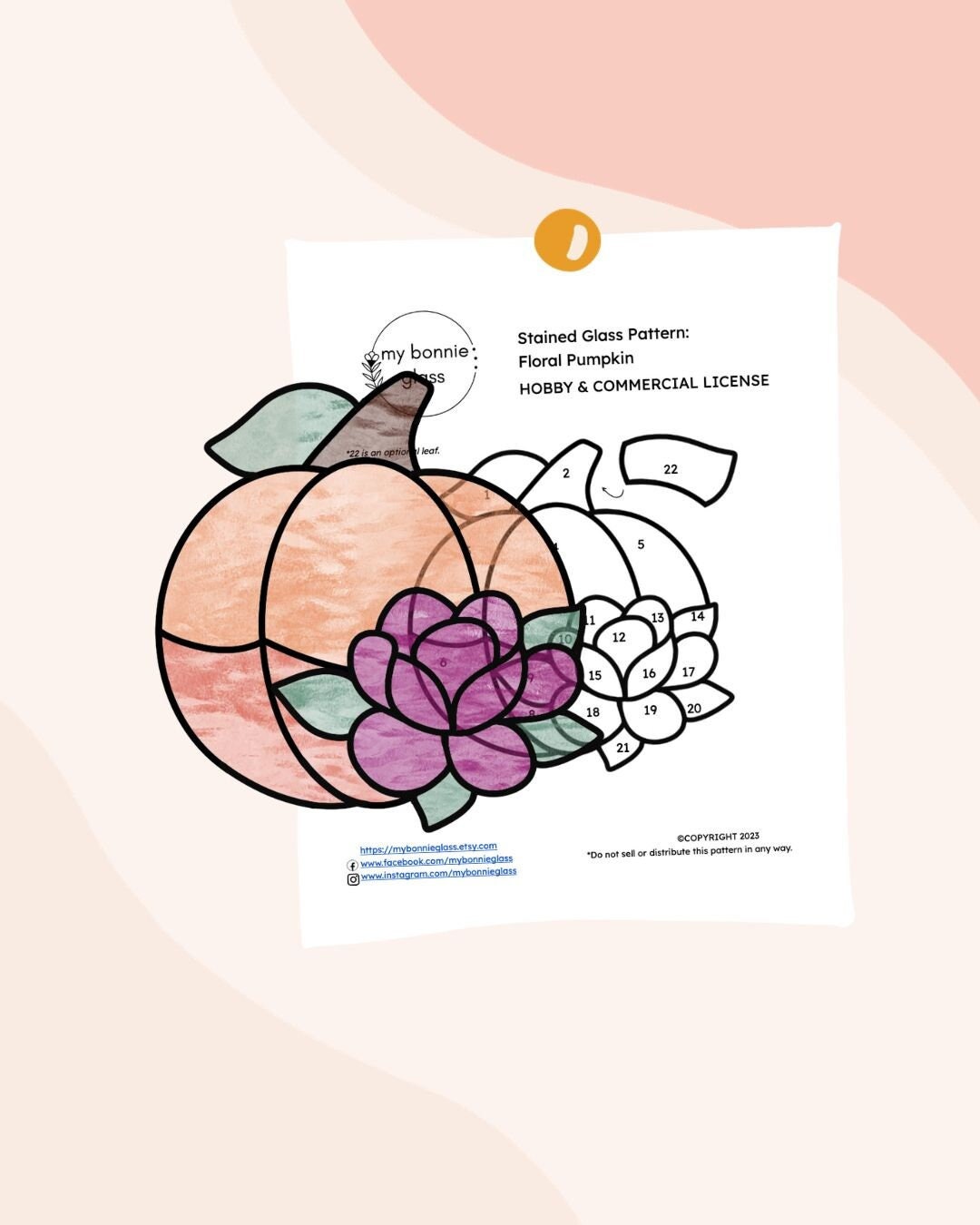 Flower Pumpkin Stained Glass Pattern - Etsy