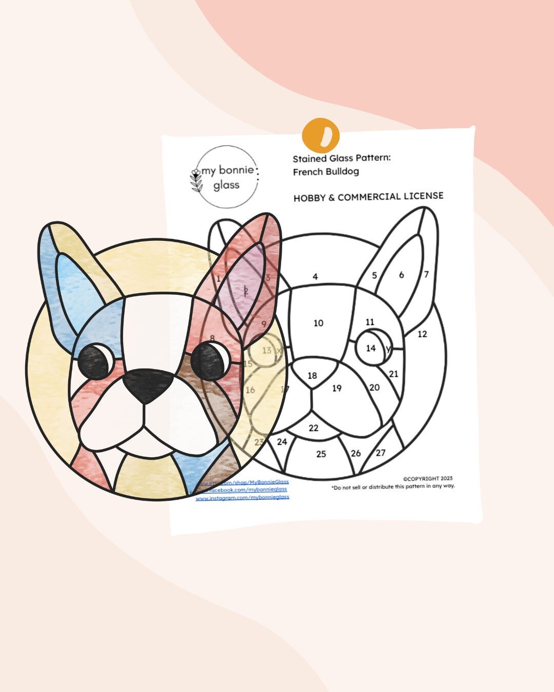 French Bulldog Stained Glass Pattern - Etsy