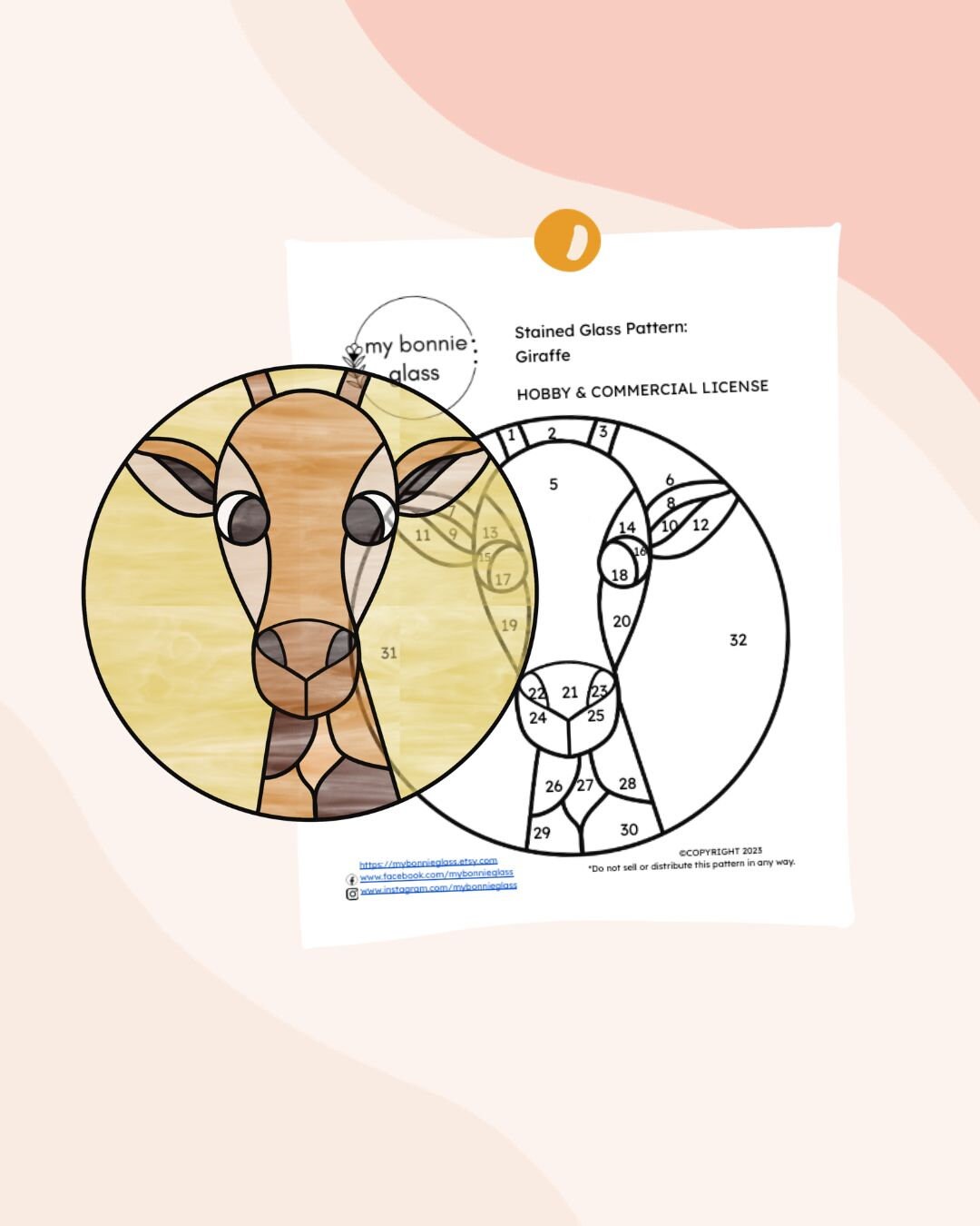 Giraffe Stained Glass Pattern - Etsy