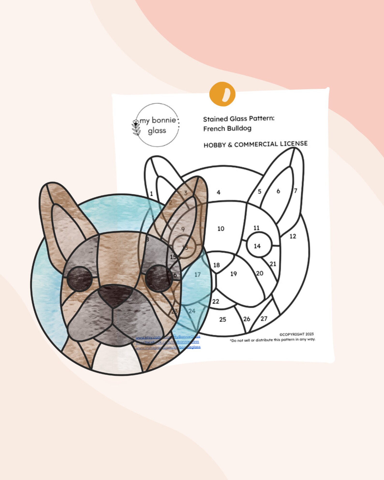 French Bulldog Stained Glass Pattern - Etsy