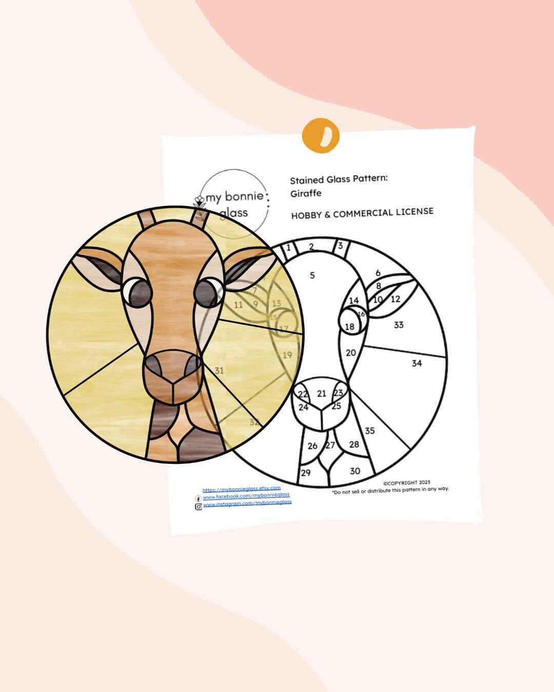 Giraffe Stained Glass Pattern - Etsy