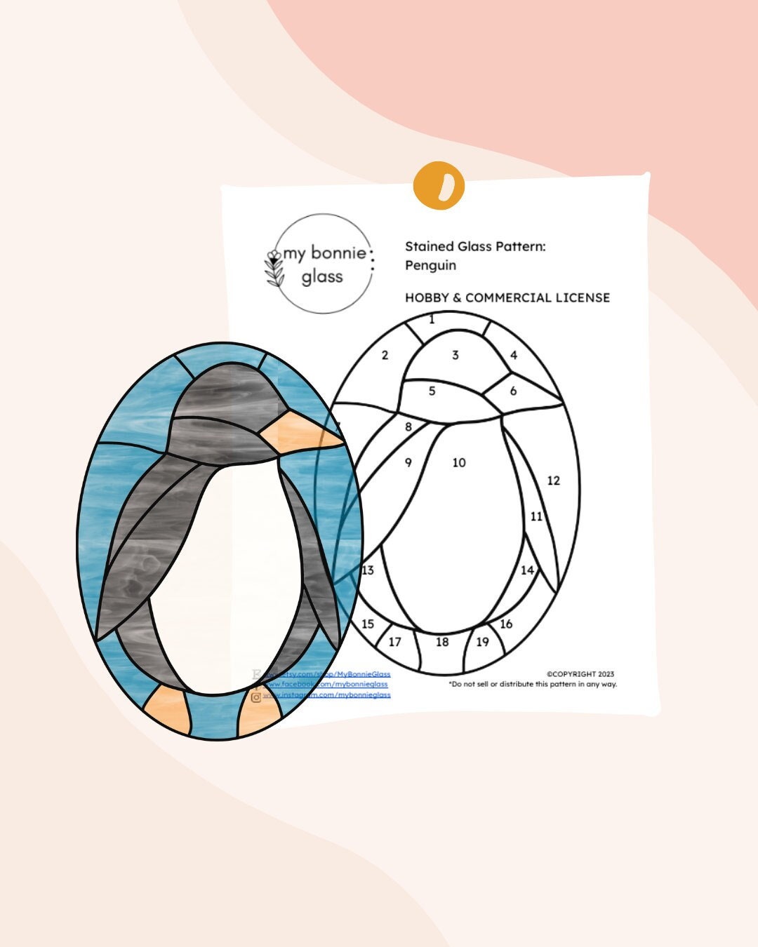 Penguin Stained Glass Pattern - Etsy