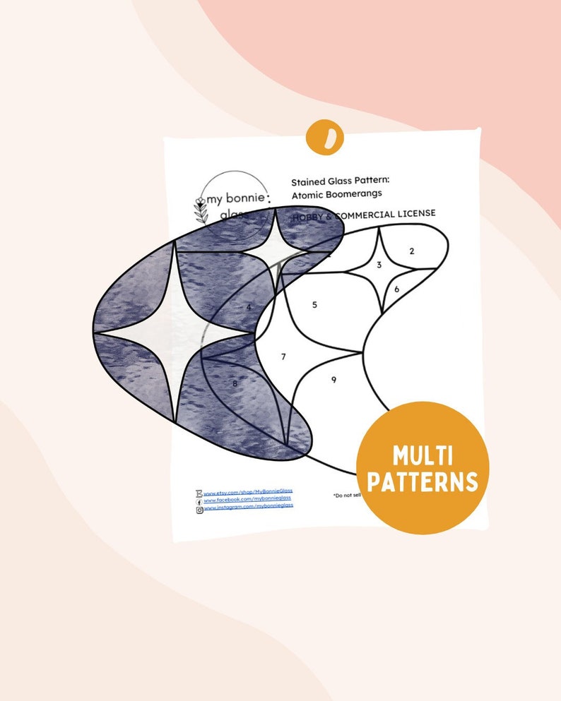 Atomic Boomerangs Stained Glass Pattern Pack - Etsy