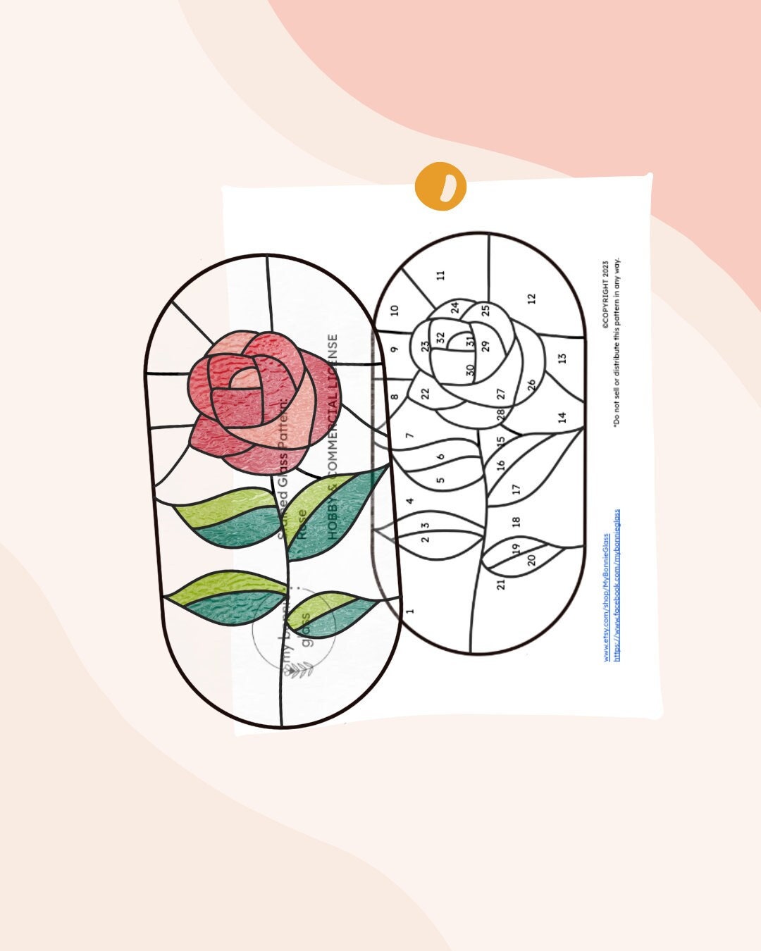 Rose Pattern Stained Glass Pattern - Etsy