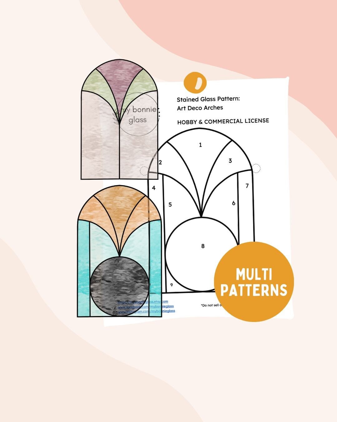 Art Deco Arches Stained Glass Pattern Pack - Etsy