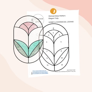 PATTERN Elegant Tulip Pattern Stained Glass Patterns, Printable ...