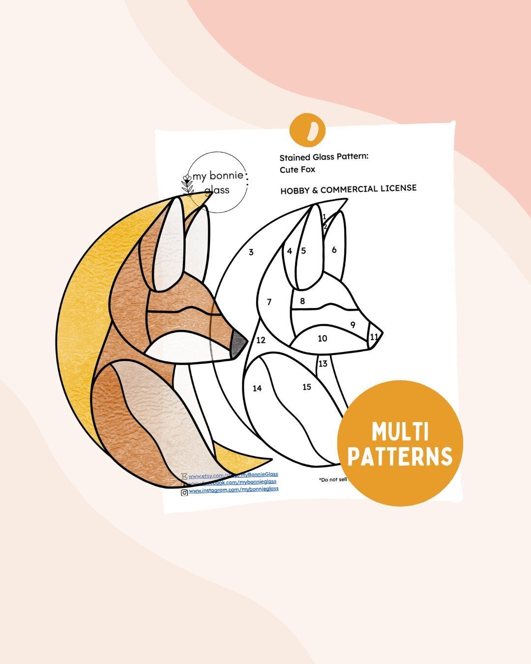 Cute Fox Stained Glass Pattern Pack - Etsy