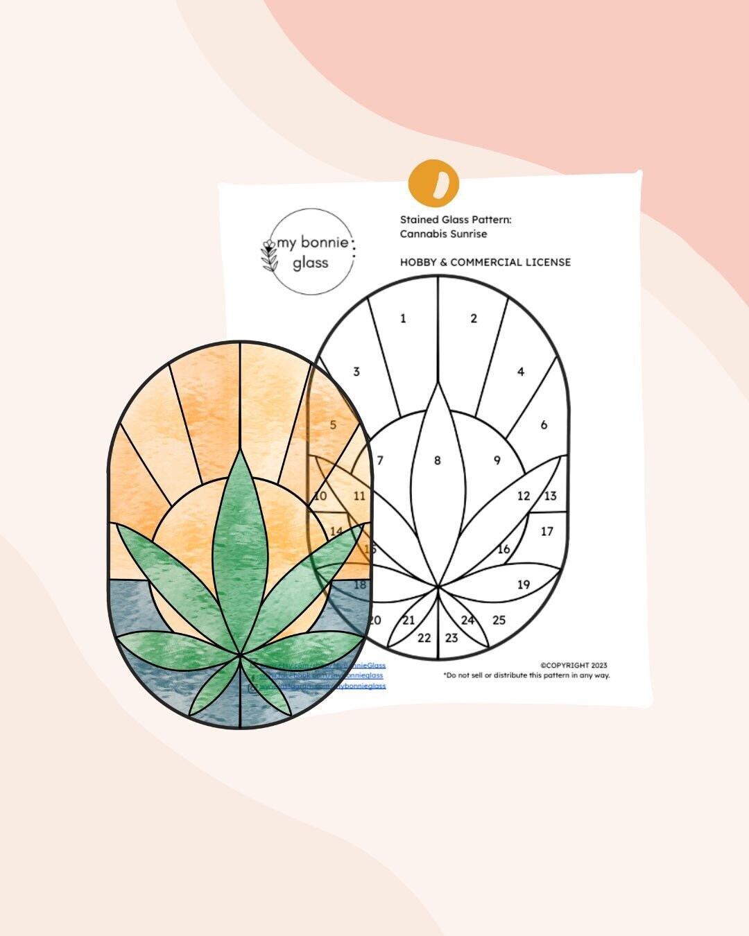 Cannabis Sunrise Stained Glass Pattern - Etsy