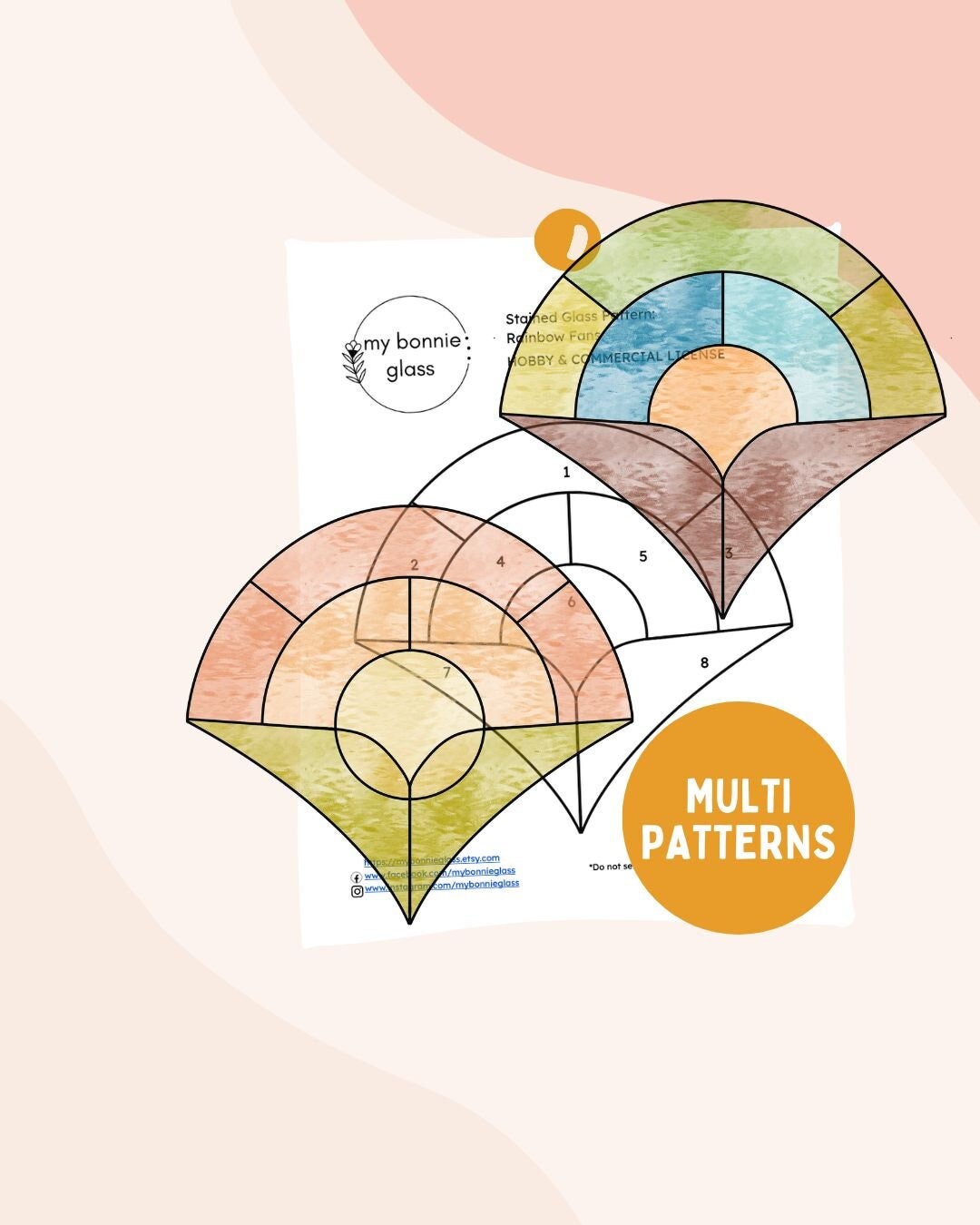 Rainbow Fans Stained Glass Pattern Pack - Etsy