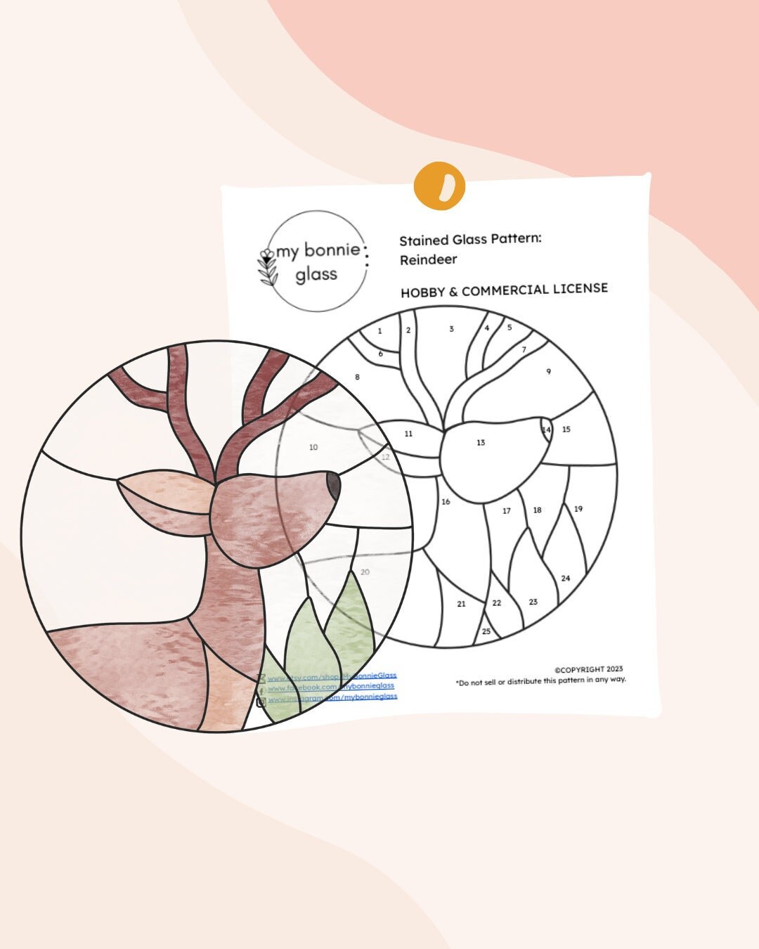 Reindeer Stained Glass Pattern - Etsy