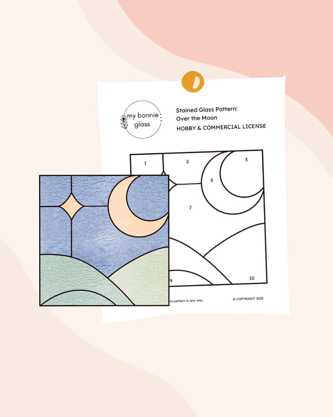 Over the Moon Stained Glass Pattern - Etsy