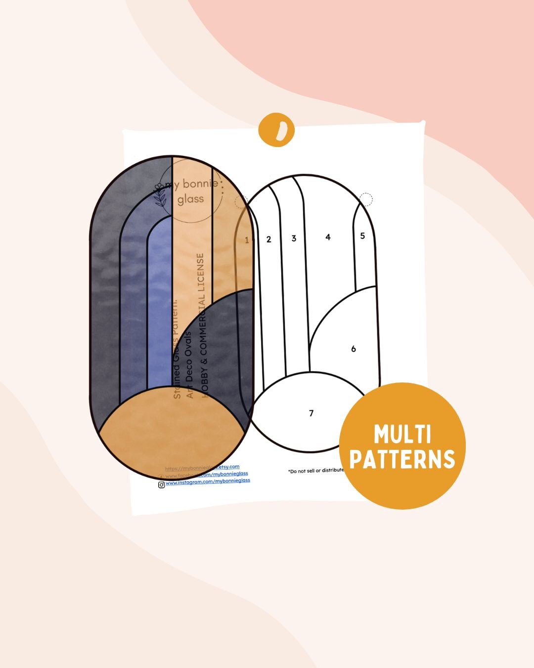 Art Deco Ovals Stained Glass Pattern Pack - Etsy
