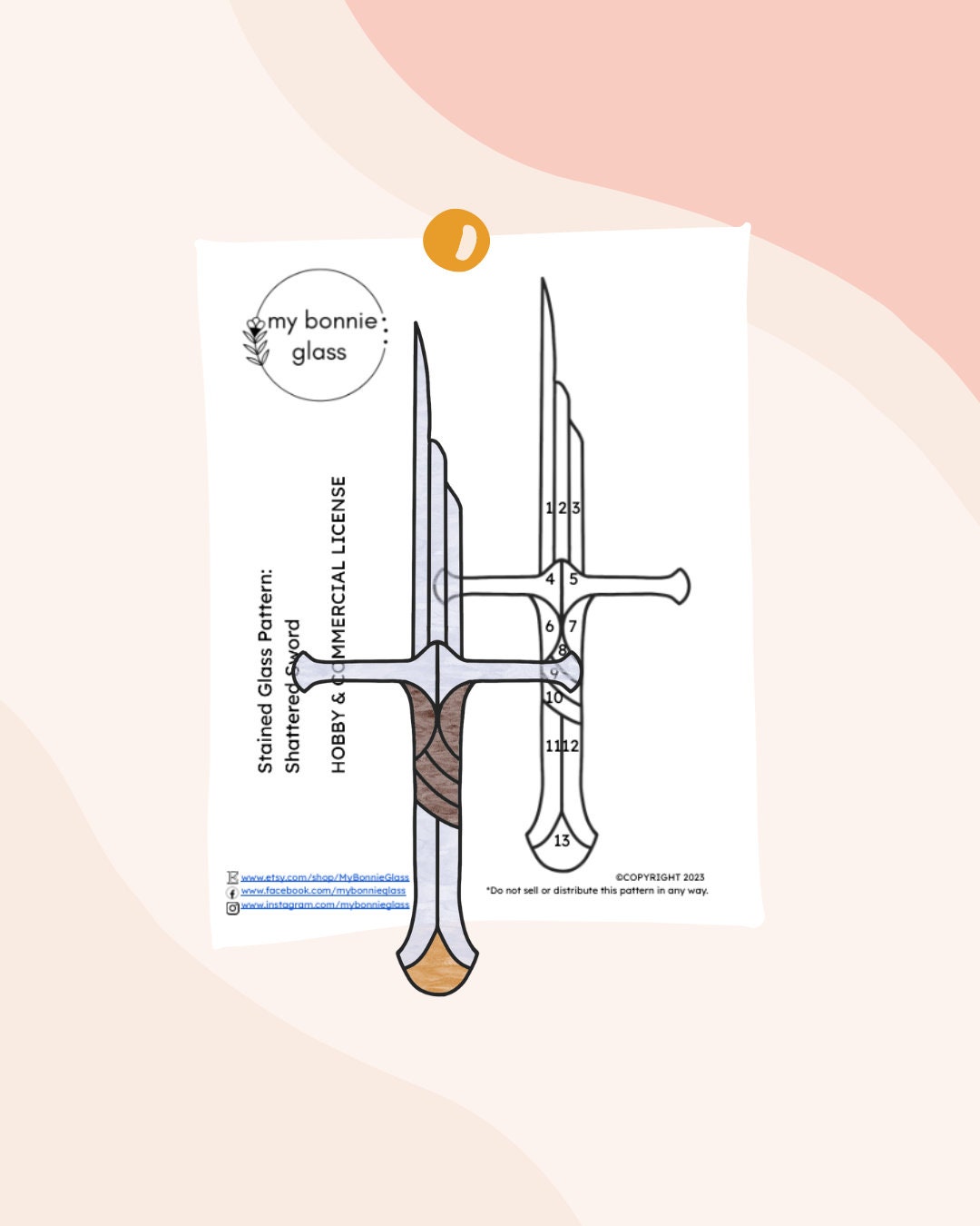 Shattered Sword Stained Glass Pattern - Etsy