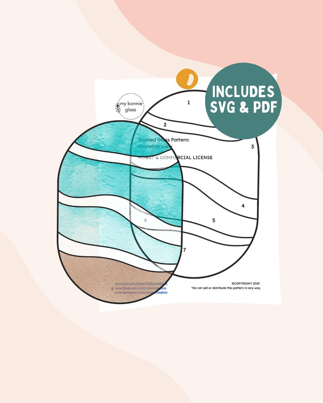 Shoreline View Stained Glass Pattern - Etsy