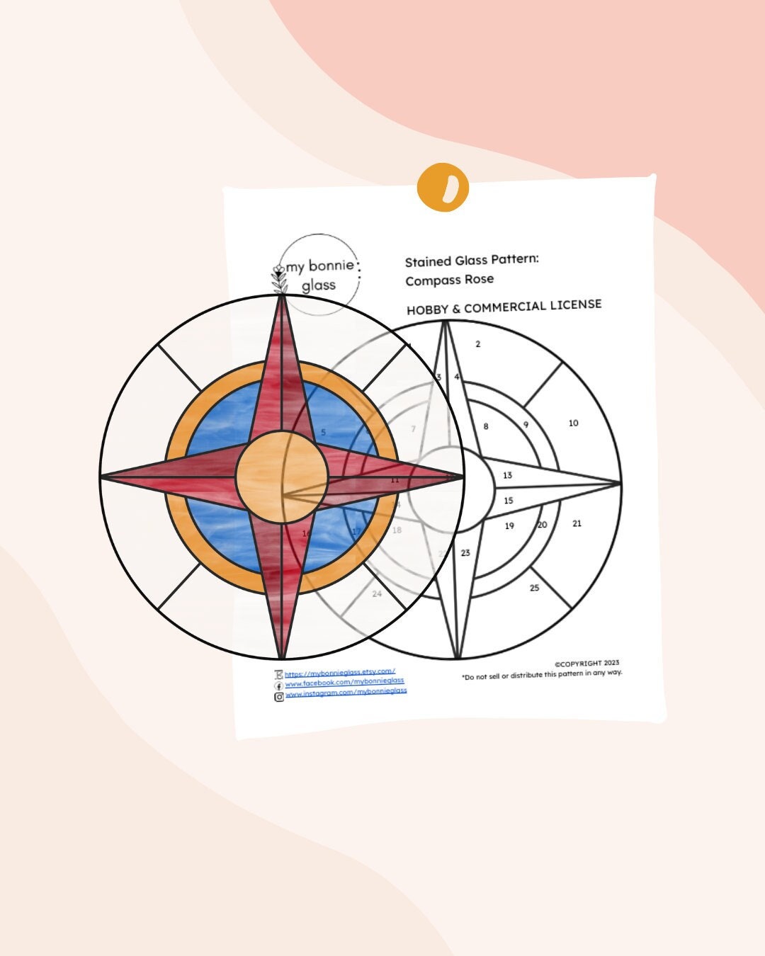Compass Rose Stained Glass Pattern - Etsy
