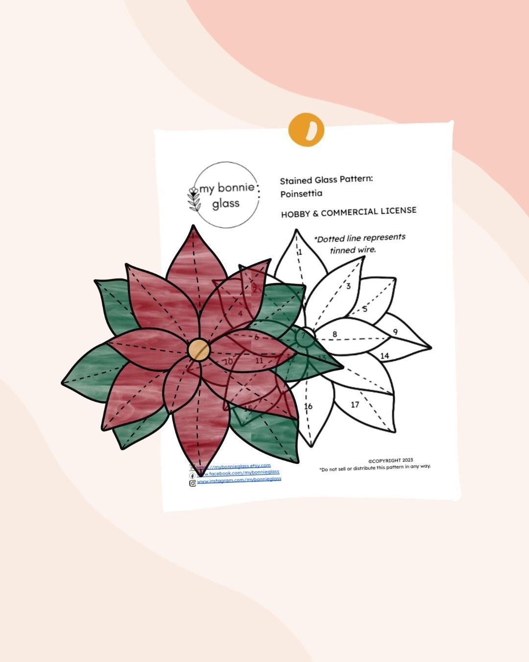 Poinsettia Stained Glass Pattern - Etsy