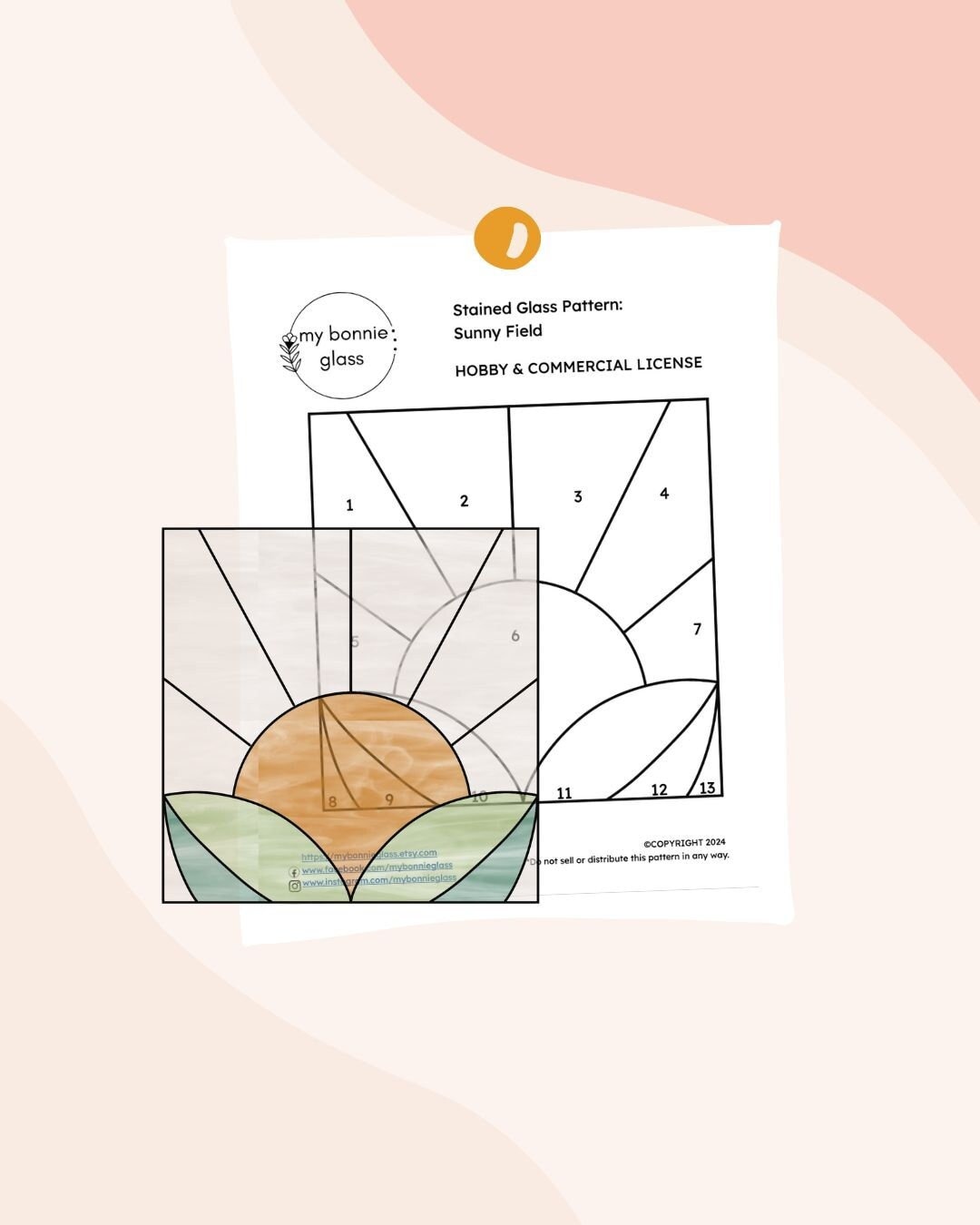 Sunny Field Stained Glass Pattern - Etsy
