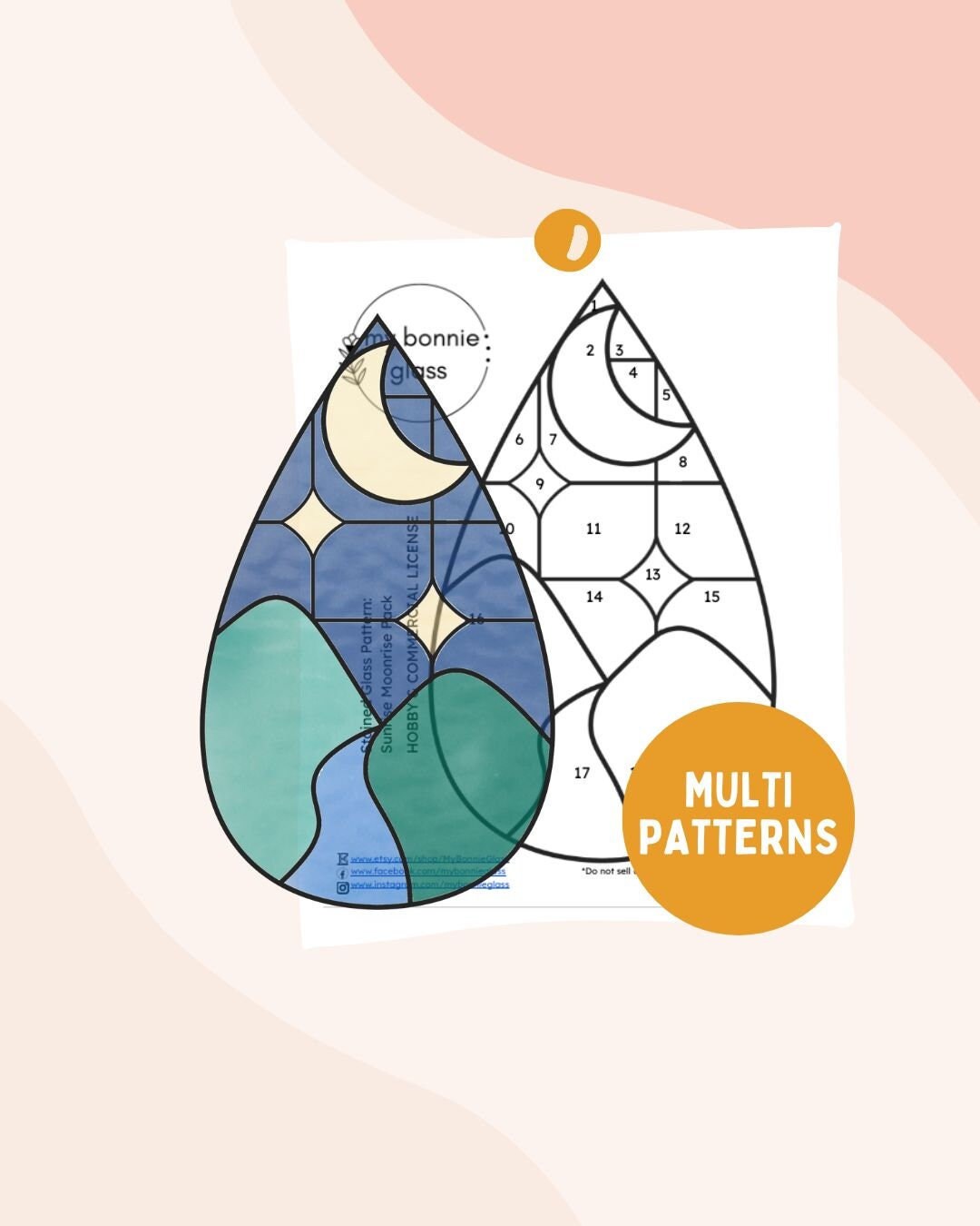Sunrise Moonrise Stained Glass Pattern Pack - Etsy
