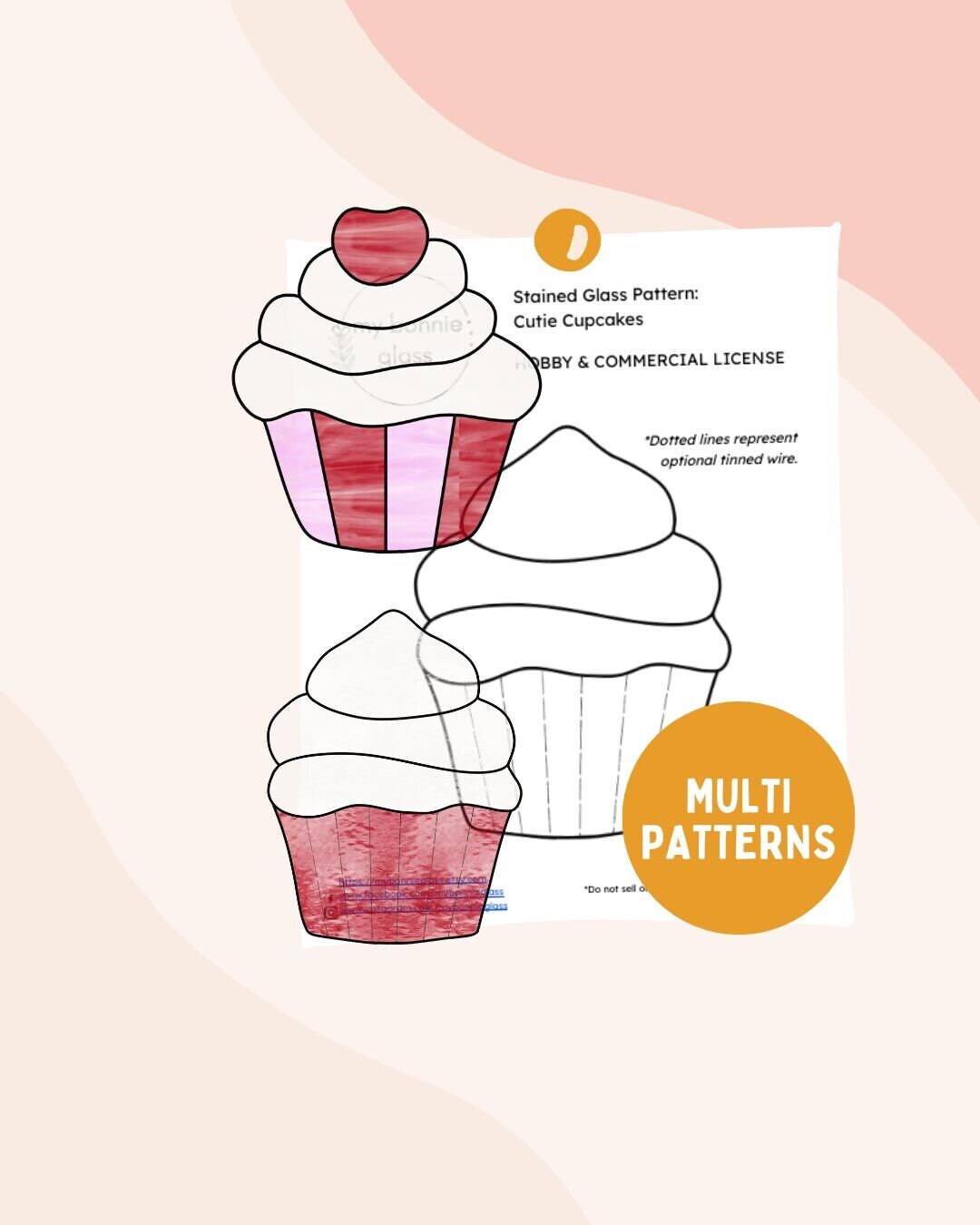 Cute Cupcakes Stained Glass Pattern - Etsy