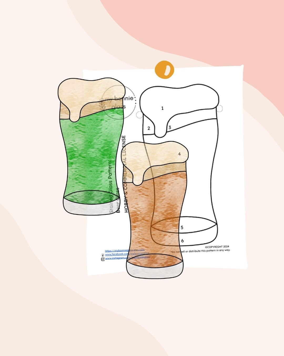 PATTERN Beer Glass Stained Glass Pattern, Printable Glasswork Pattern ...