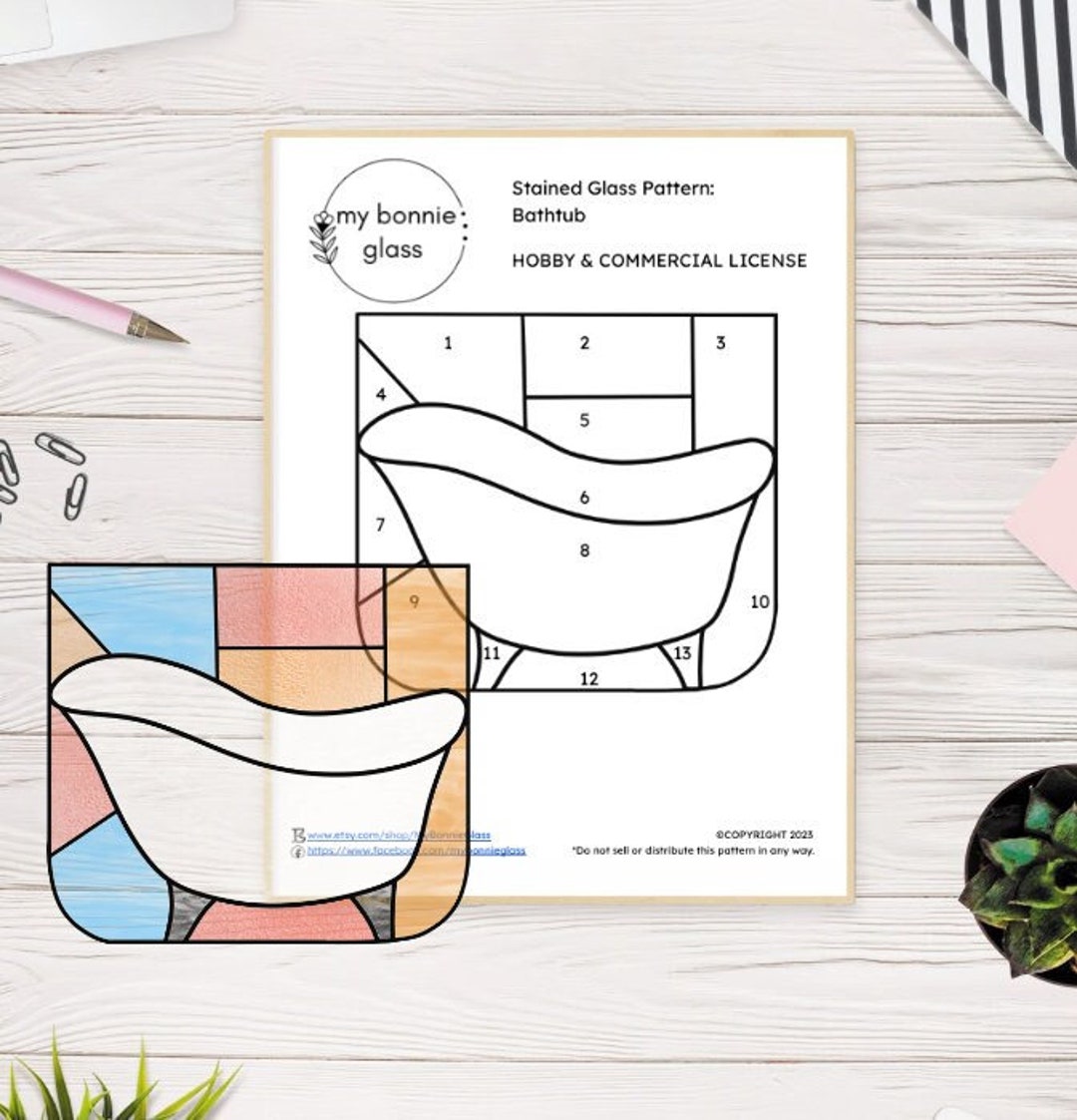 PATTERN PACK Bathtub Pattern Stained Glass Patterns - Etsy
