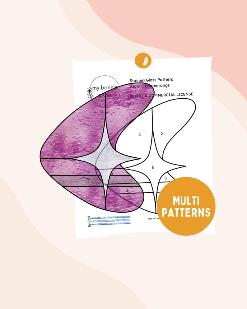Atomic Boomerangs Stained Glass Pattern Pack - Etsy