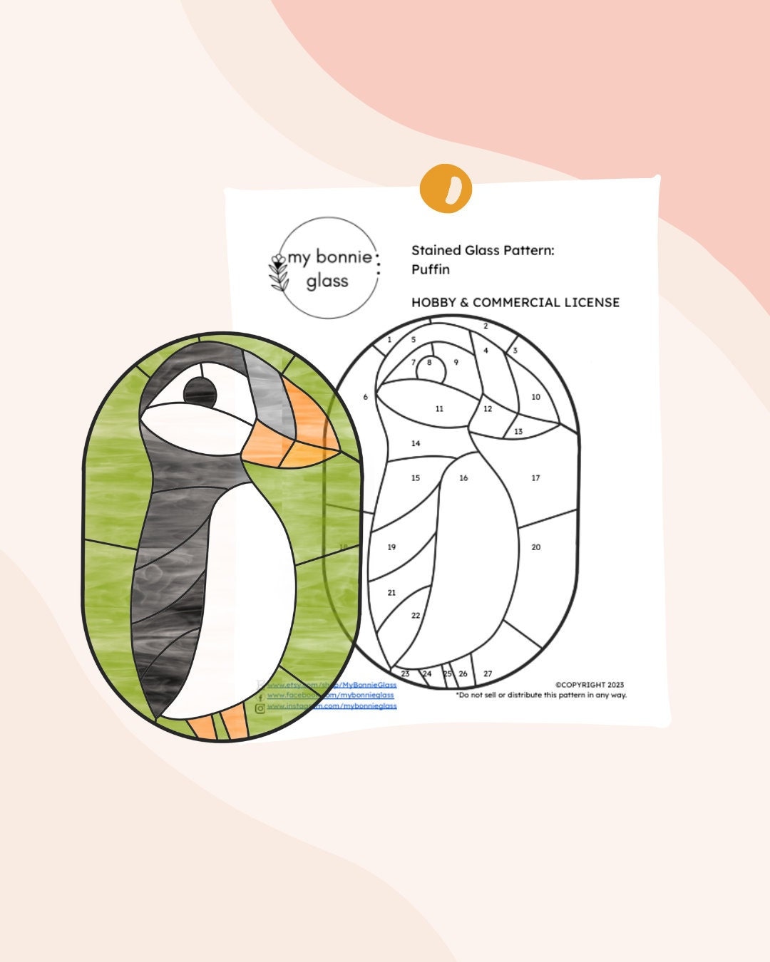 Puffin Stained Glass Pattern - Etsy