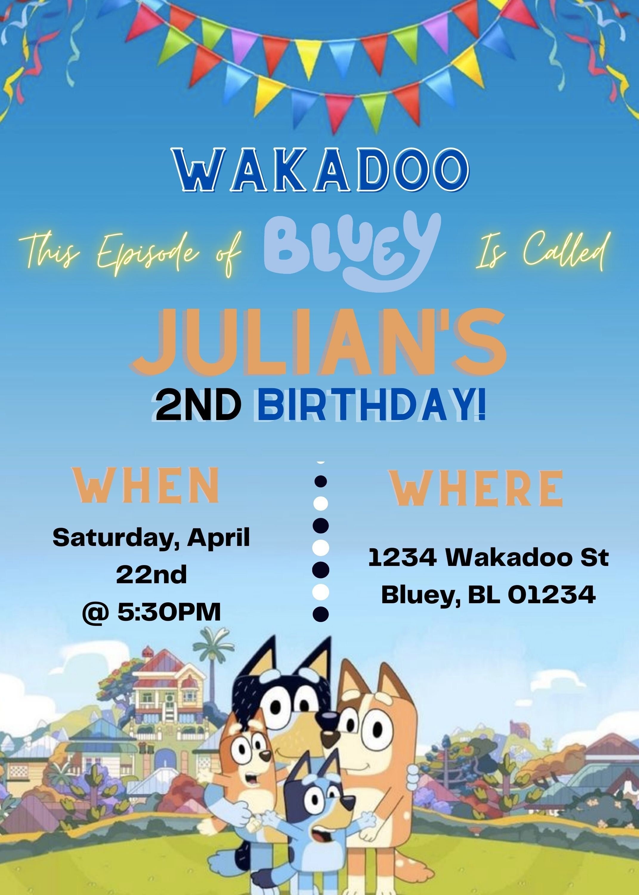 Invitación de cumpleaños Bluey Digital - Etsy México