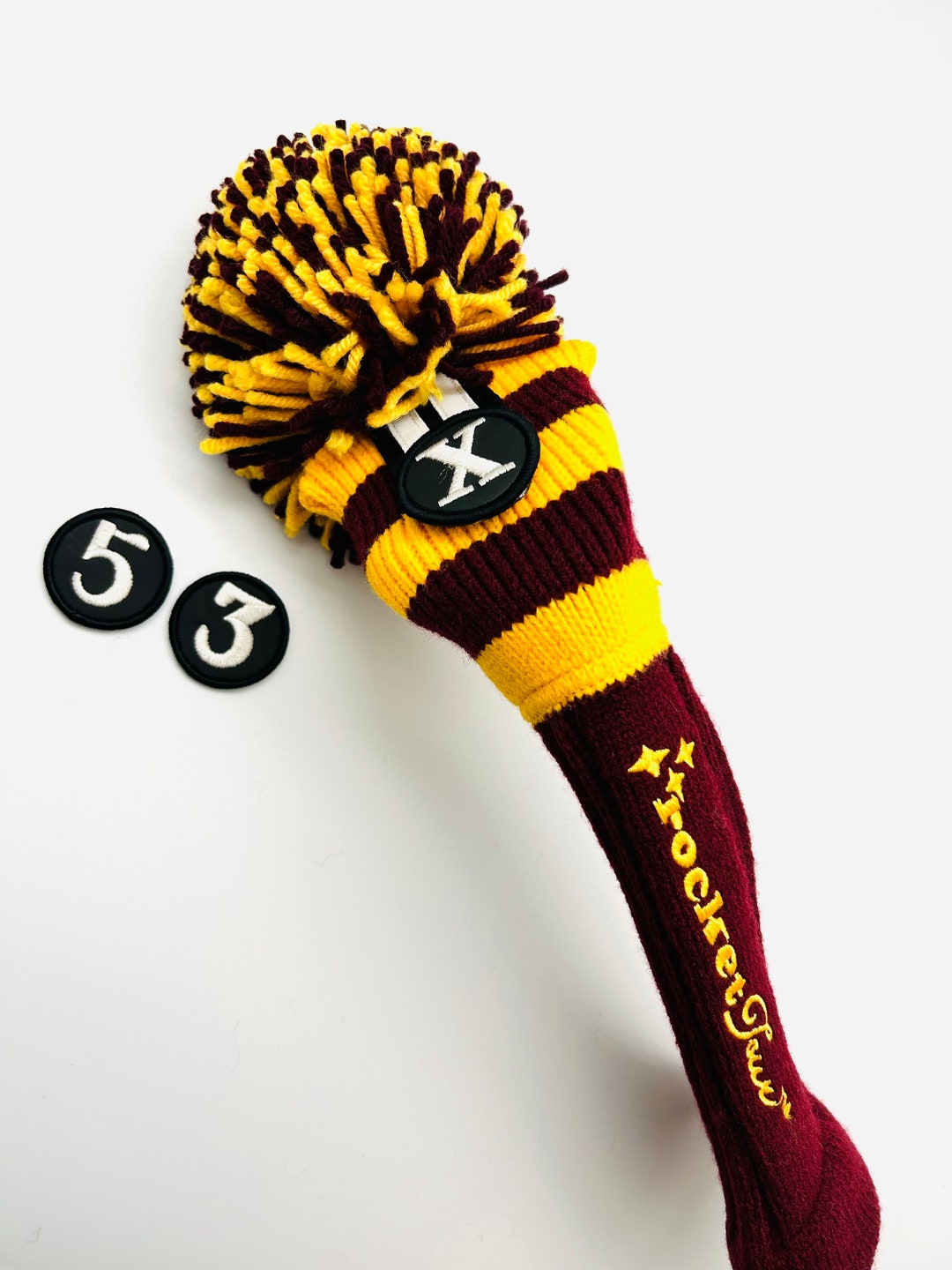 Pom Pom Knit Golf Fairway Club Head Cover - New! Maroon & Yellow - ASU ...