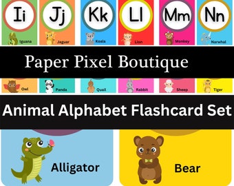 Animal Alphabet Card Set Alphabet Flash Cards Abc Nursery Wall Cards ...