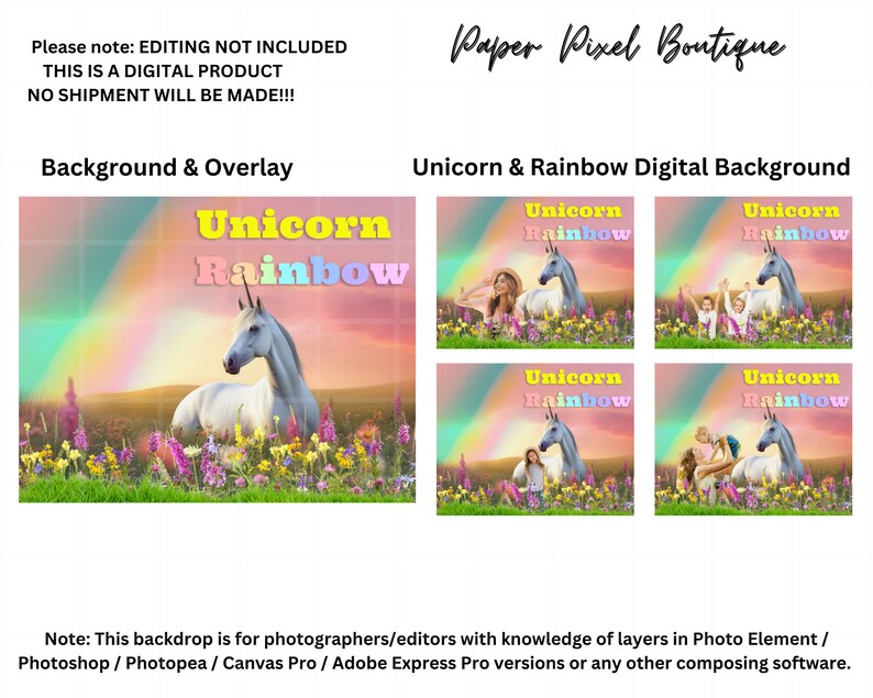 Unicorn Rainbow Digital Background: Magical Photography Backdrop ...
