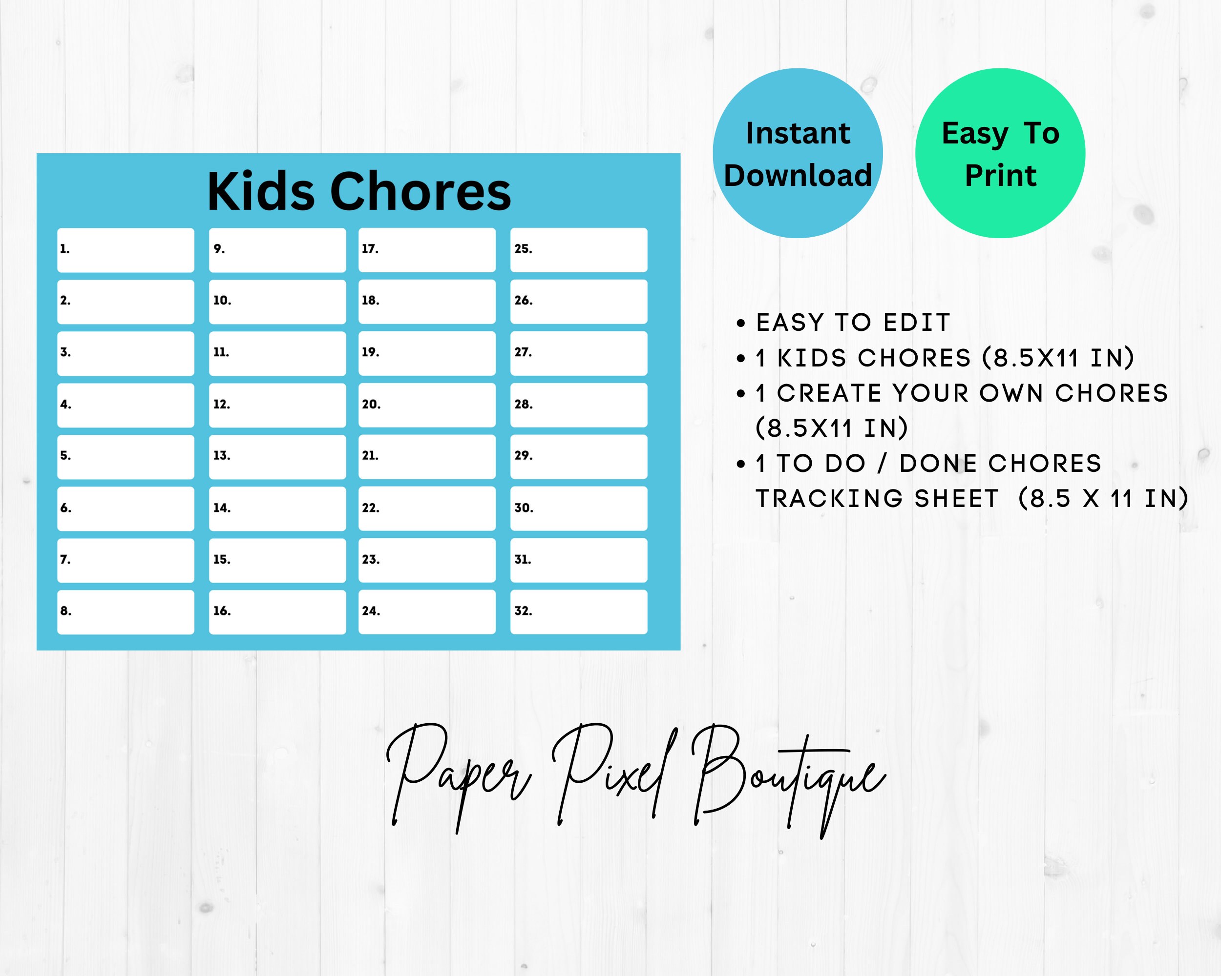 Download Chores, Kids Household Chores, Track Daily Chores,printable ...