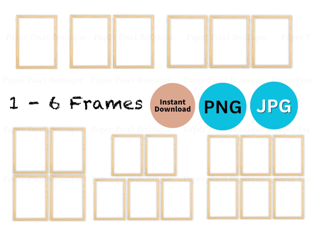 6 Frame Nursery Mockup | Wooden Frame Mockup Bundle |six Frame Mockup ...