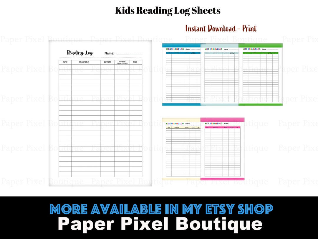 Printable Reading Log for Kids, 100 Book Challenge, Book Review Sheet ...