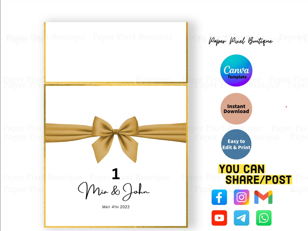 Wedding / Any Event Table Seating Chart, Table Number Card , Place Card ...