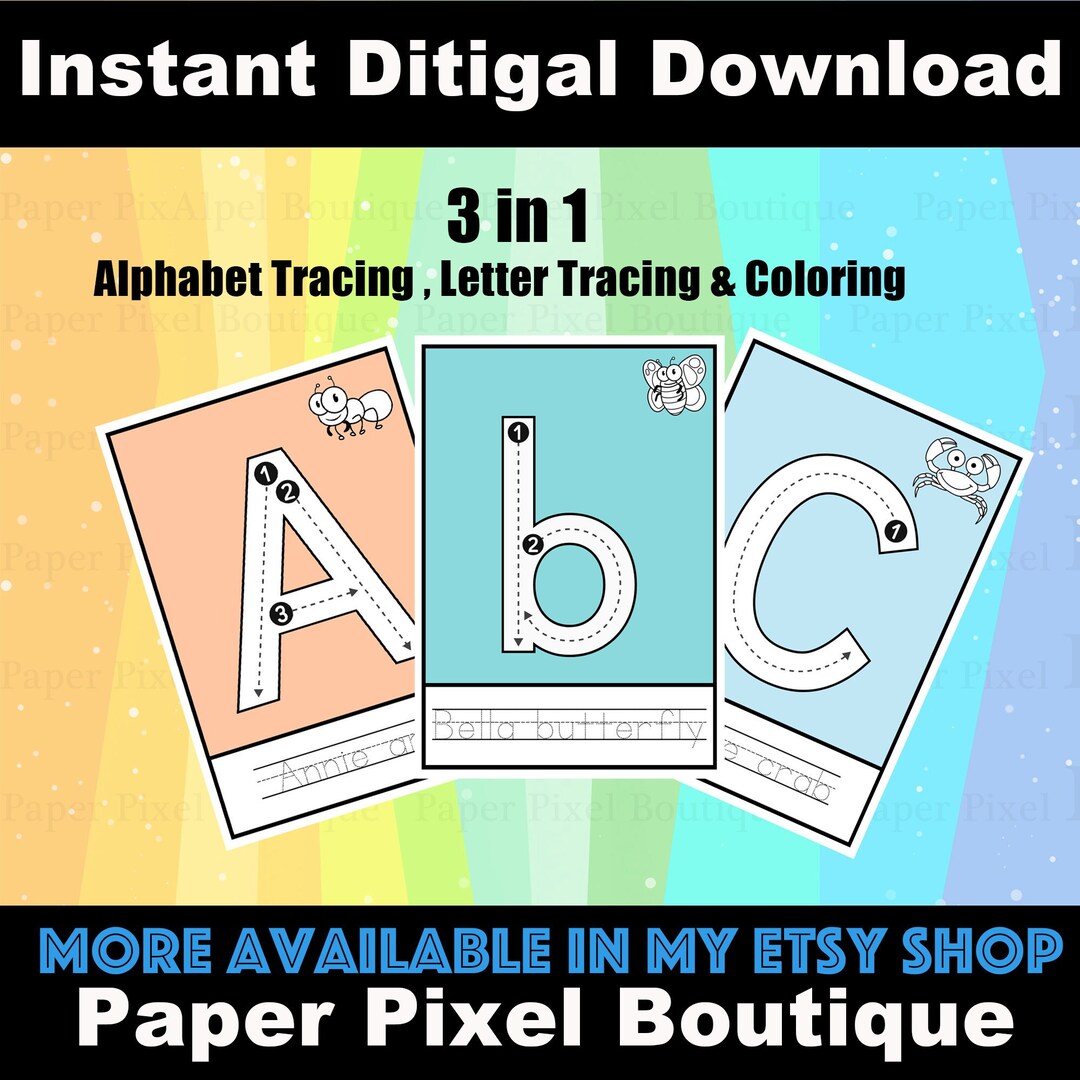 3-in-1 Alphabet Tracing 52 Flashcards - Printable Lowercase and ...
