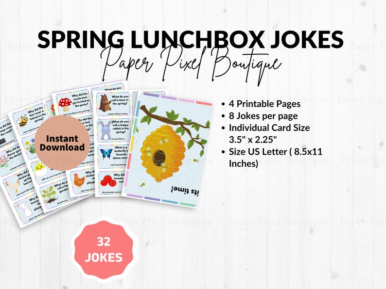 Spring Lunchbox Jokes for Kids: Printable Joke Cards (digital Download ...