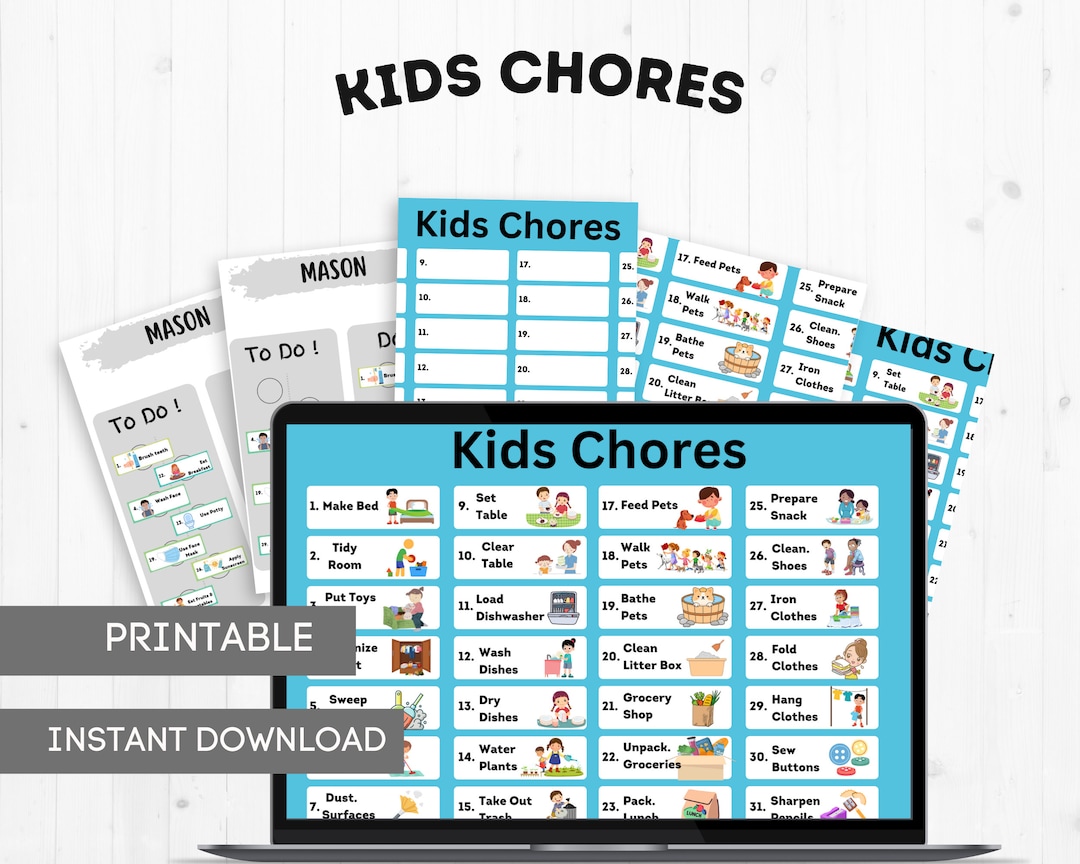 Download Chores, Kids Household Chores, Track Daily Chores,printable ...