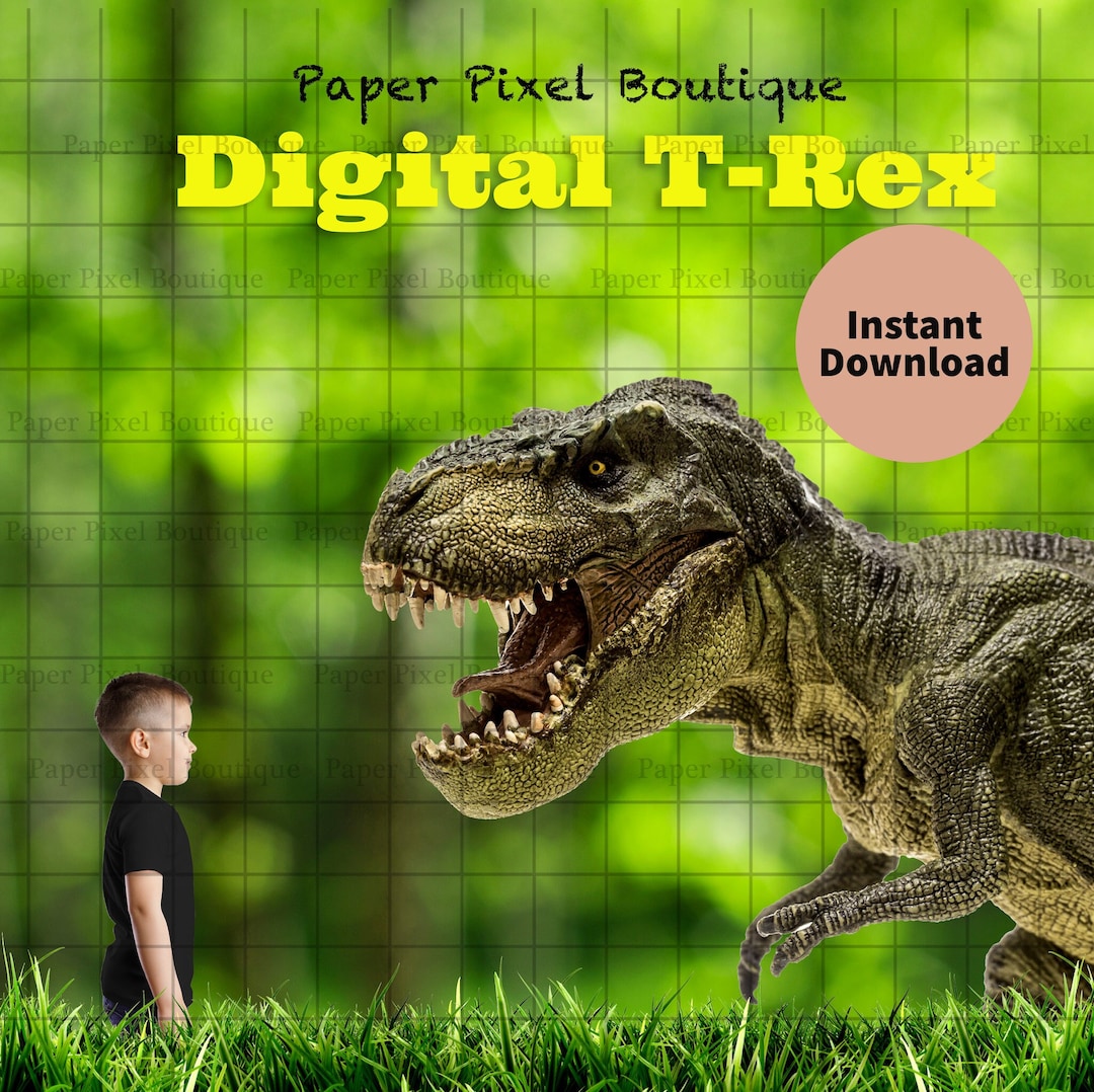 Roar With T-rex Dinosaur Background Digital - Forest and Waterfall ...