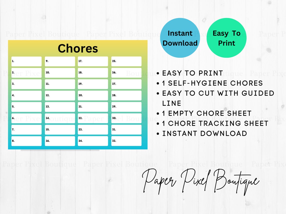 Hygiene Chore Chart: Kids' Illustrated Checklist (digital Download) - Etsy