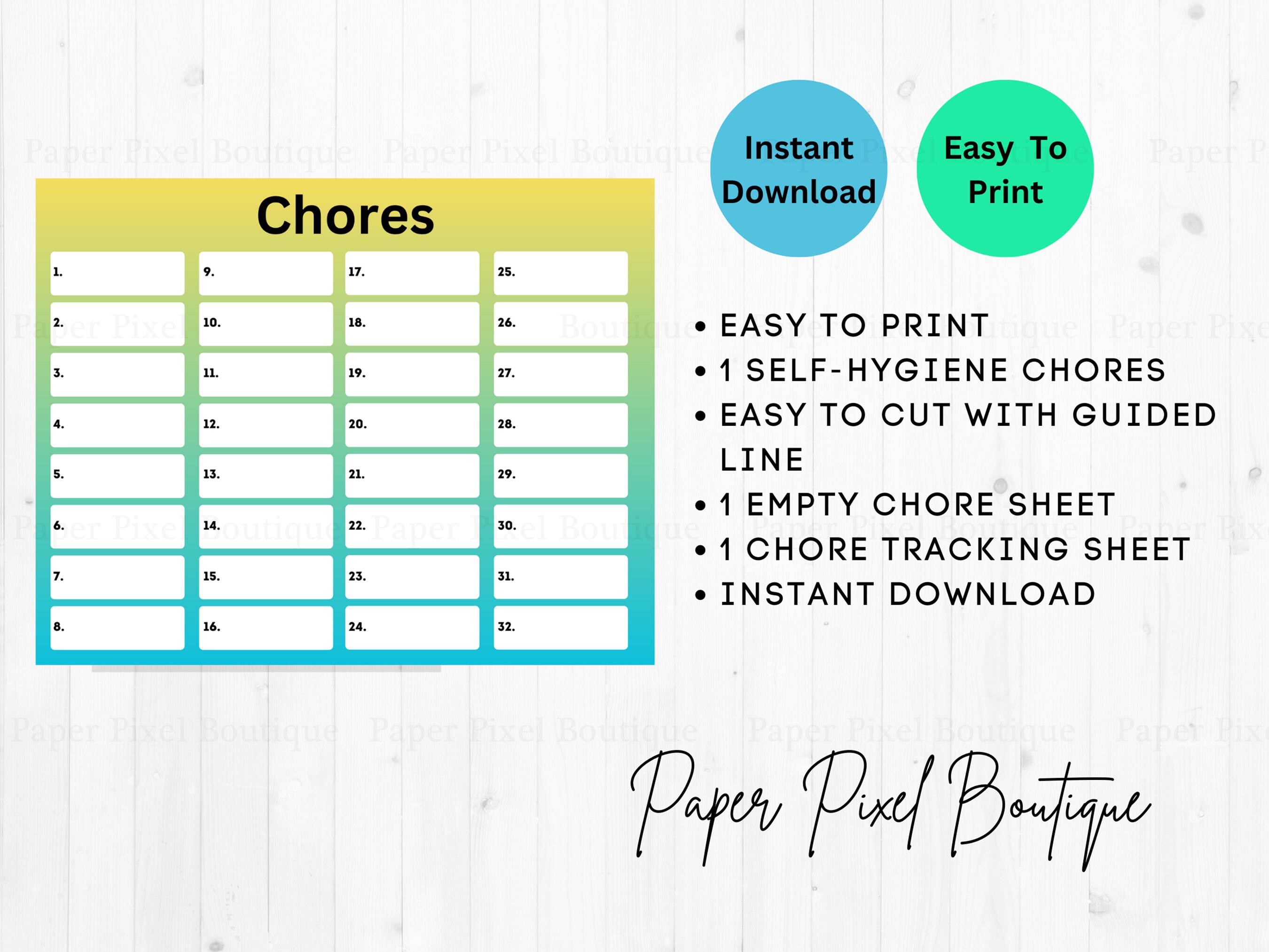 Self Hygiene Chores, Printable Personal Hygiene Chart Checklist for ...