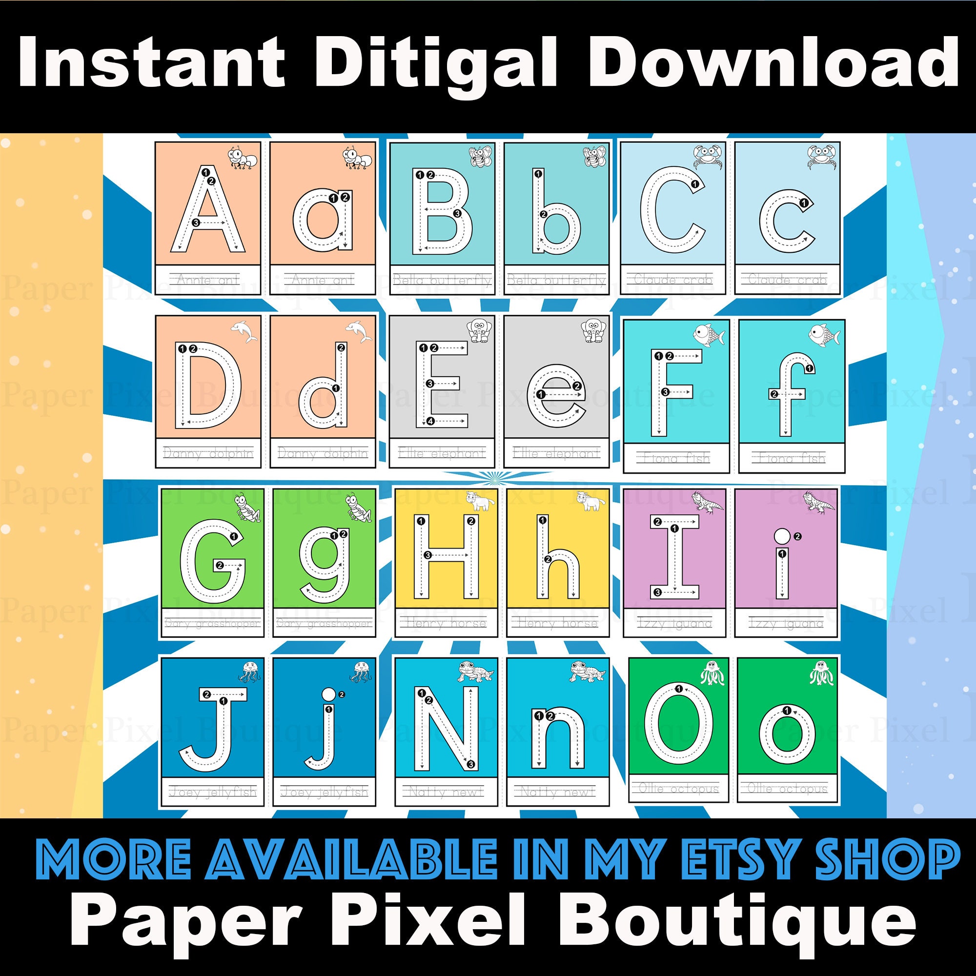 3-in-1 Alphabet Tracing 52 Flashcards Printable Lowercase and Uppercase ...