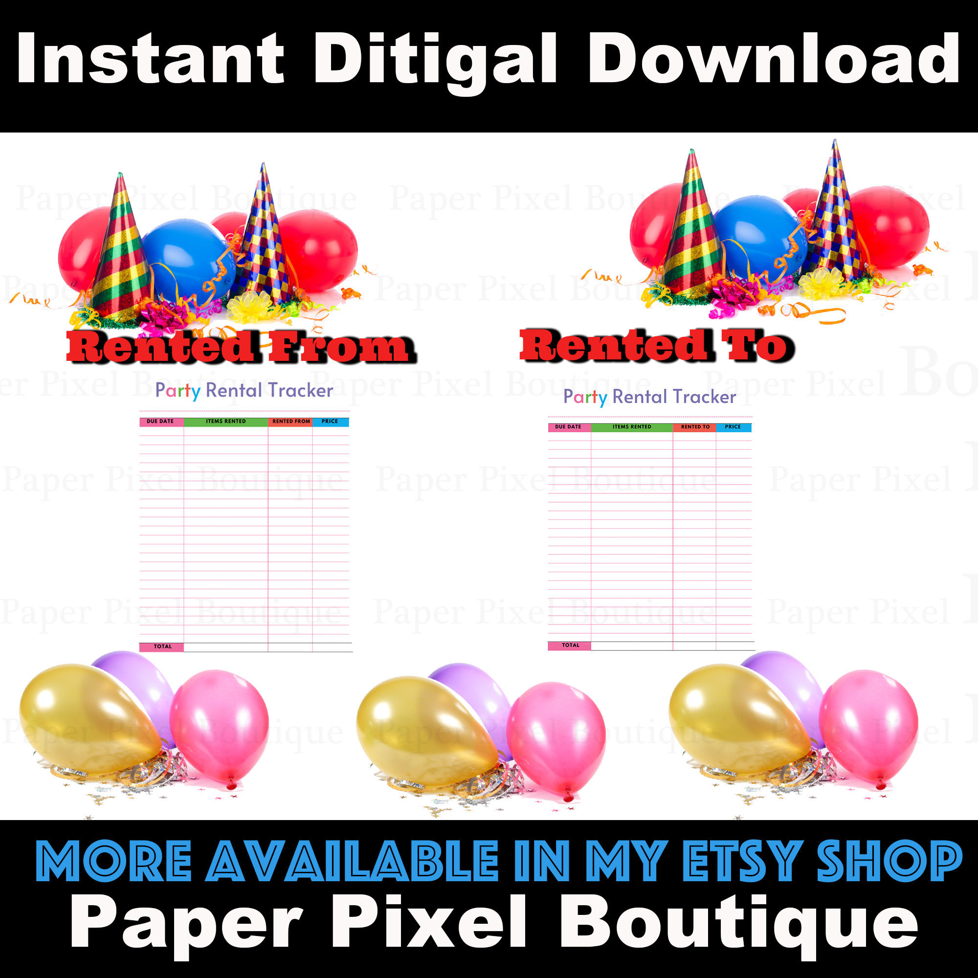 Printable Party Rental Tracker Sheets: Event Planning (instant Download ...