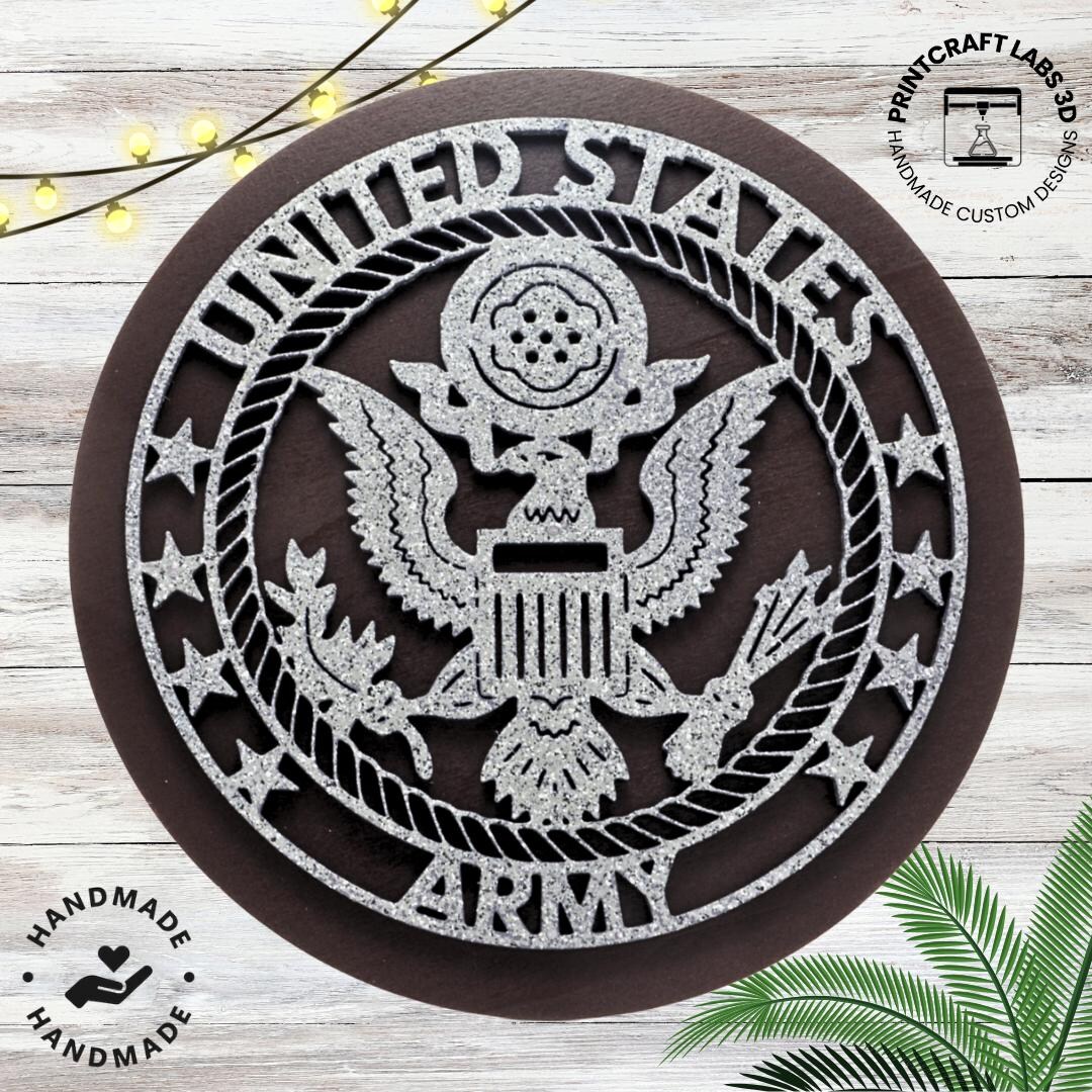 United States Army Wall Art – Rustic Military Plaque, Army Seal on Wood ...