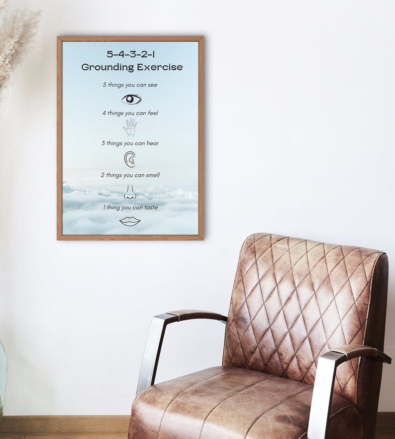 5-4-3-2-1 Grounding Exercise I Mental Health Poster I - Etsy
