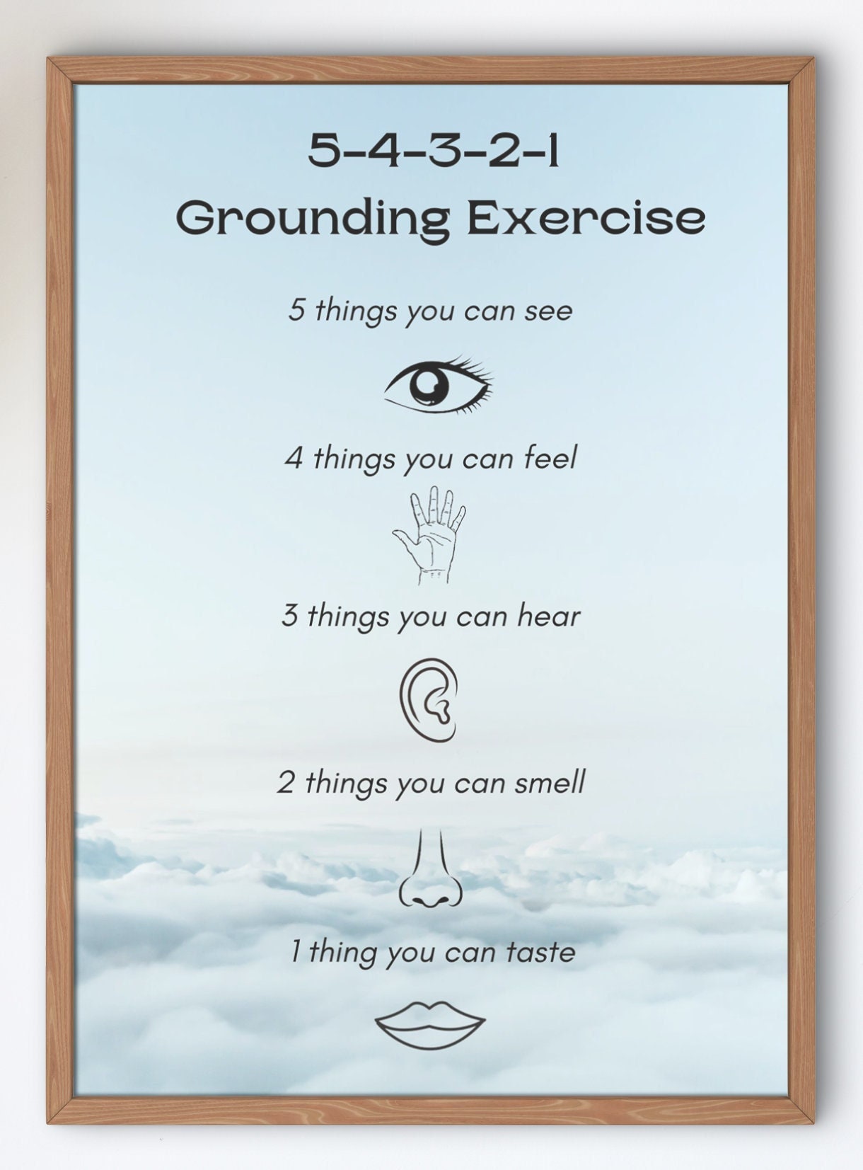 5-4-3-2-1 Grounding Exercise I Mental Health Poster I Grounding Techniques I Counsellor Print I ...
